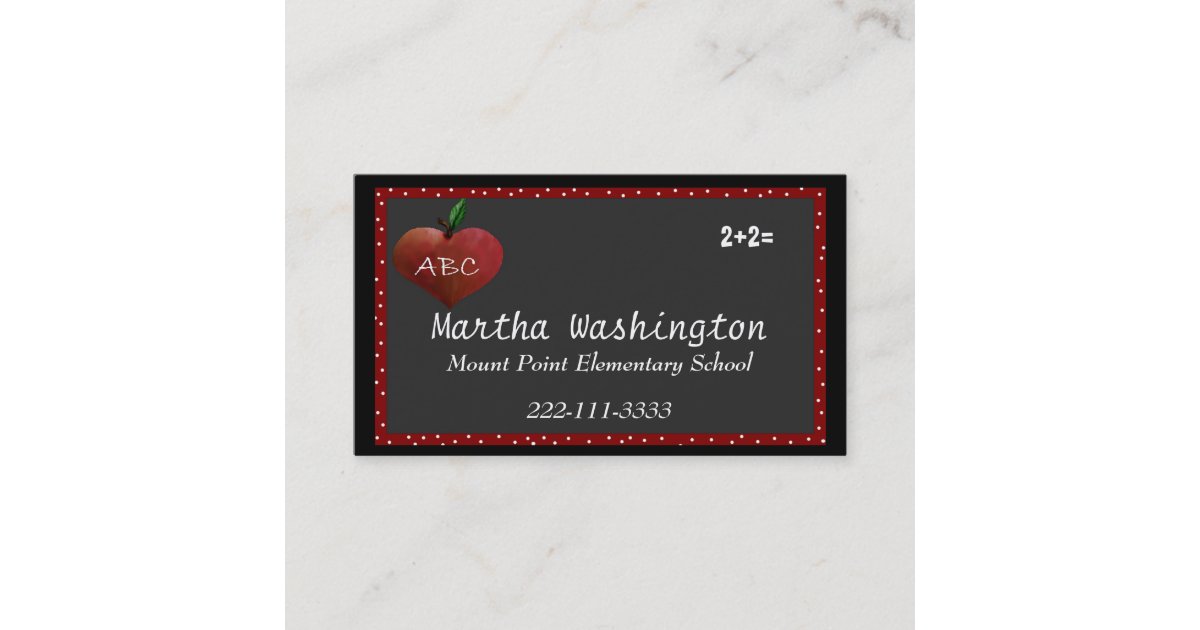 Stylish Custom Teachers Business Card | Zazzle