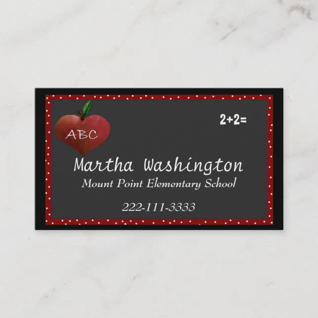 Stylish Custom Teachers Business Card | Zazzle
