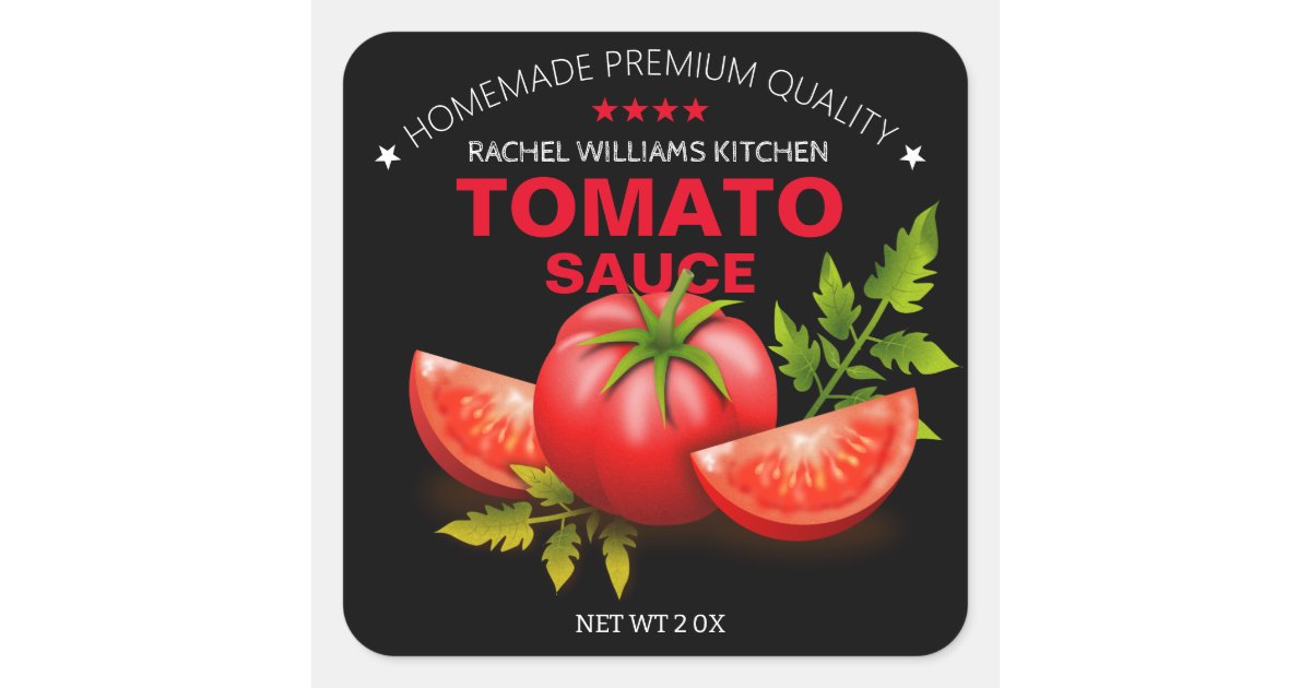 Stylish Custom Tomato Sauce Stickers for Labels | Zazzle