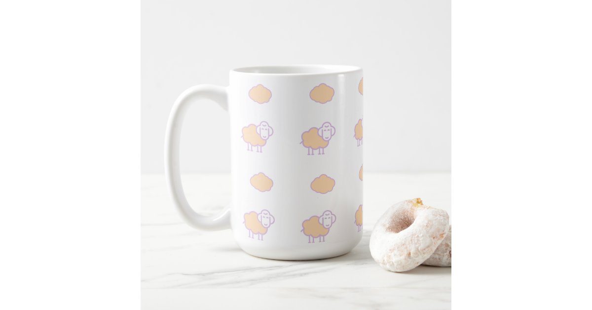 Stylish Cute Pink Sheep With Clouds Pattern Coffee Mug | Zazzle
