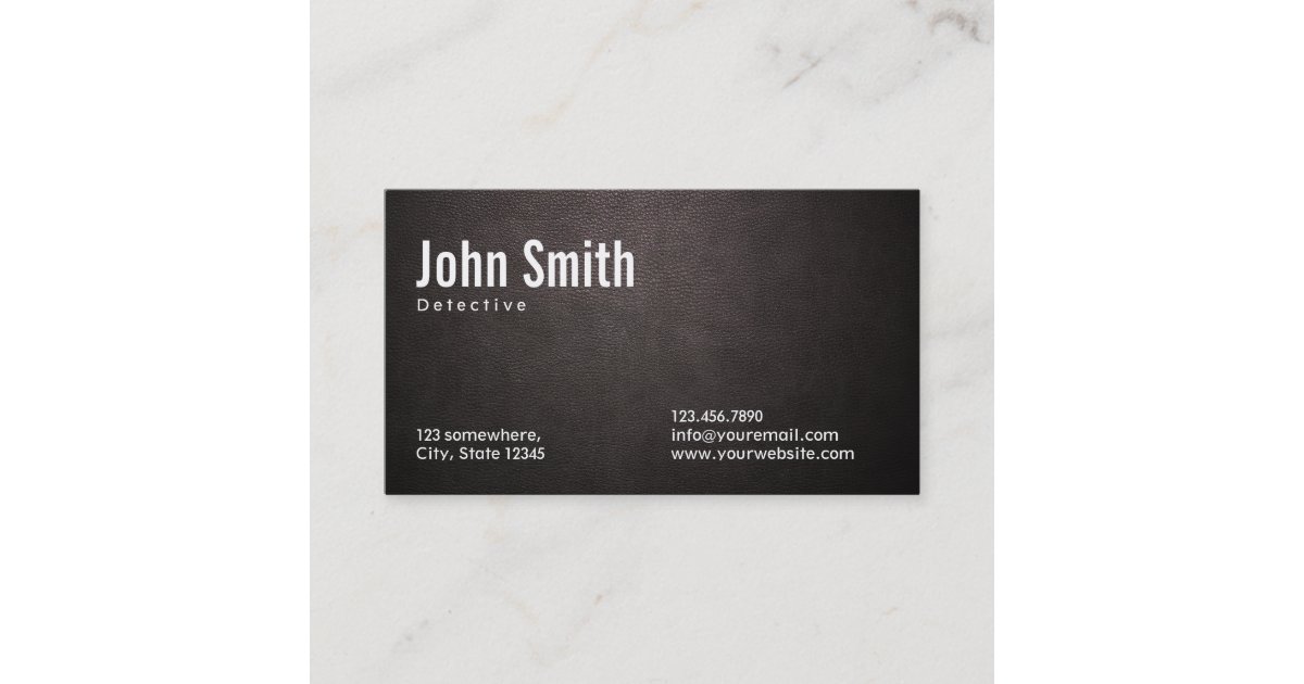 Stylish Dark Leather Detective Business Card | Zazzle
