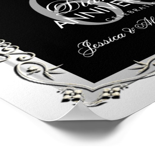 Stylish Decorative Silver 60th Wedding Anniversary Poster | Zazzle