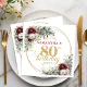 Stylish Deep Red Floral 80th Birthday Napkins | Zazzle