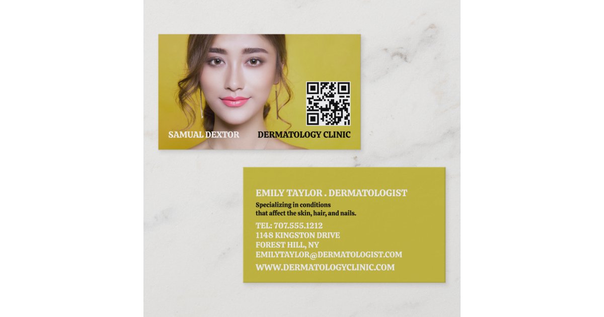 Stylish Dermatologist, Dermatology Clinic, QR Code Business Card | Zazzle