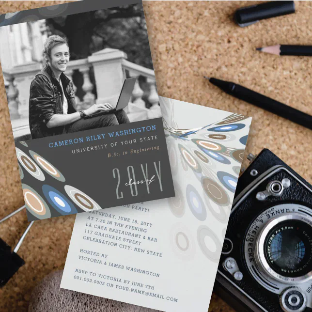 Stylish Digital Butterfly Photo Graduation Party Invitation | Zazzle
