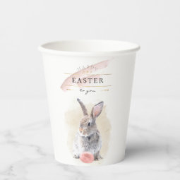 Stylish Easter Bunny | Happy Easter Watercolor Art Paper Cups | Zazzle