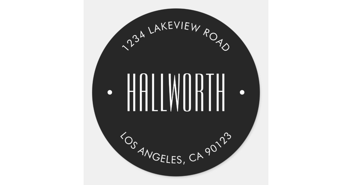 Stylish Editable Surname & Circular Text Classic Round Sticker | Zazzle