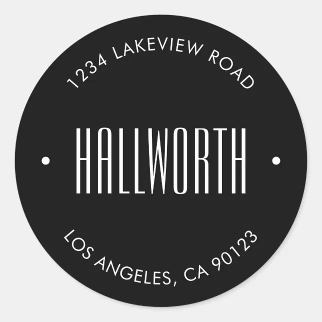 Stylish Editable Surname & Circular Text Classic Round Sticker | Zazzle