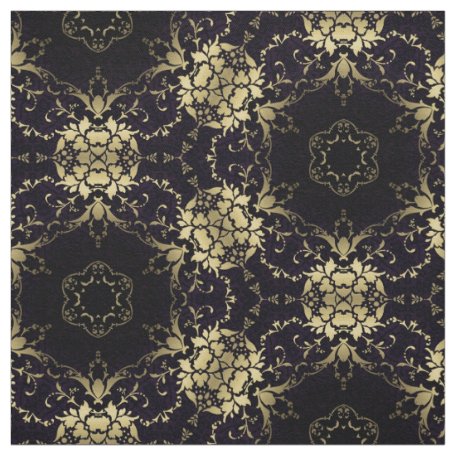 Elegant Faux Gold and Black Decorative Pattern Fabric | Zazzle