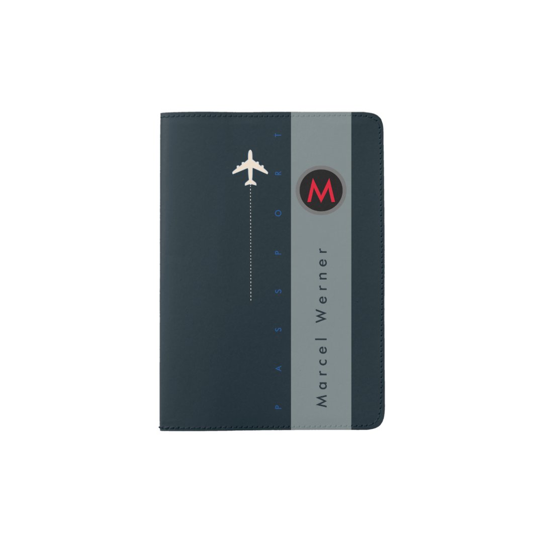 stylish & elegant, masculine dark-blue passport holder | Zazzle