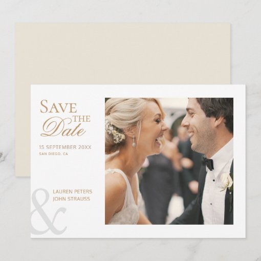 Stylish Elegant Photo Wedding Save the Date Invitation | Zazzle