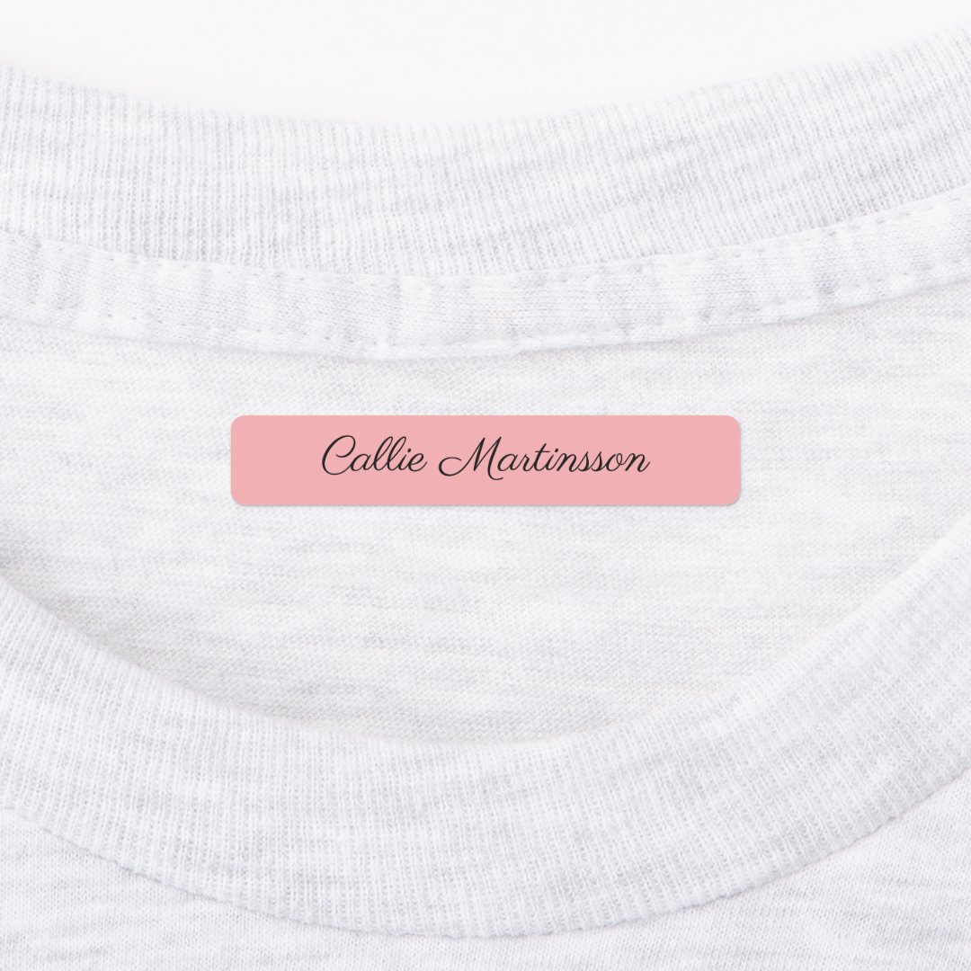 Stylish Elegant Pink Calligraphy Script Kids' Labels | Zazzle