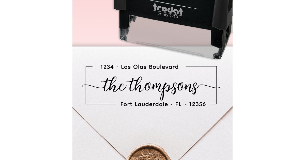 Stylish Elegant Signature Family Return Address Self-inking Stamp | Zazzle
