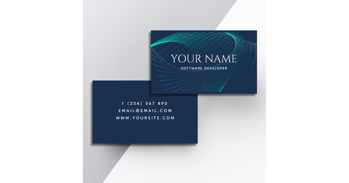 Stylish Elegant Software Developer Sound Wave Blue Business Card | Zazzle
