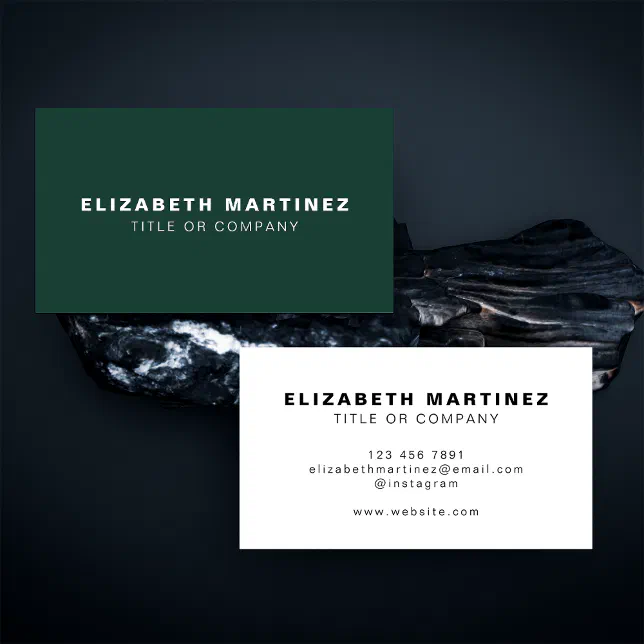 Stylish Emerald Green Front and Back Personalized Business Card | Zazzle