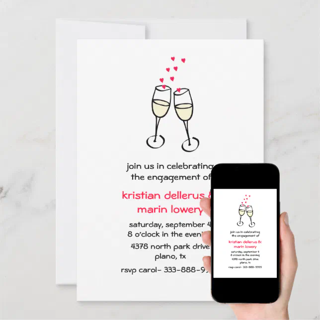 Stylish Engagement Toast Party Invitation | Zazzle