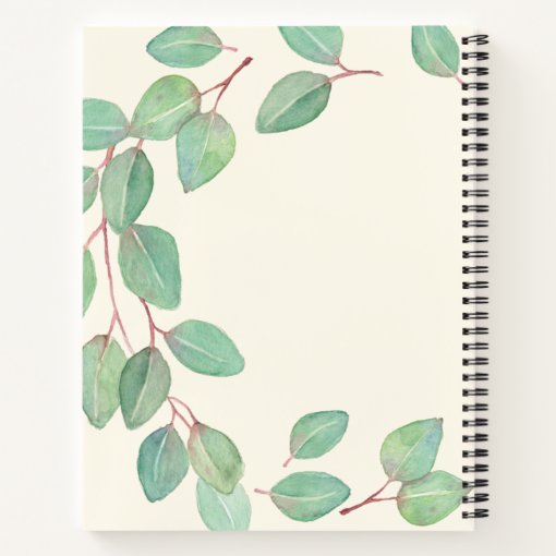 Stylish Eucalyptus Watercolor Custom Gratitude Notebook | Zazzle