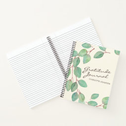 Stylish Eucalyptus Watercolor Custom Gratitude Notebook | Zazzle