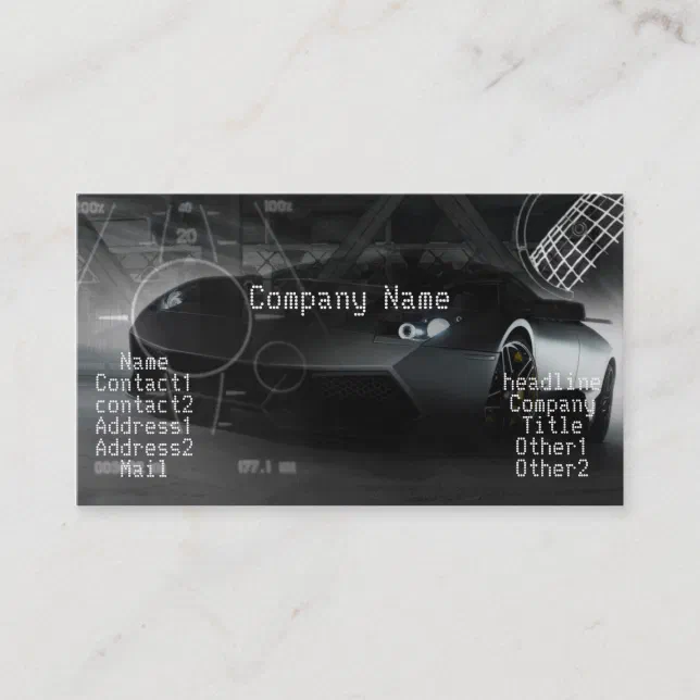 Stylish exotic car in black business card | Zazzle