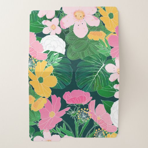 Stylish exotic floral and foliage design file folder | Zazzle
