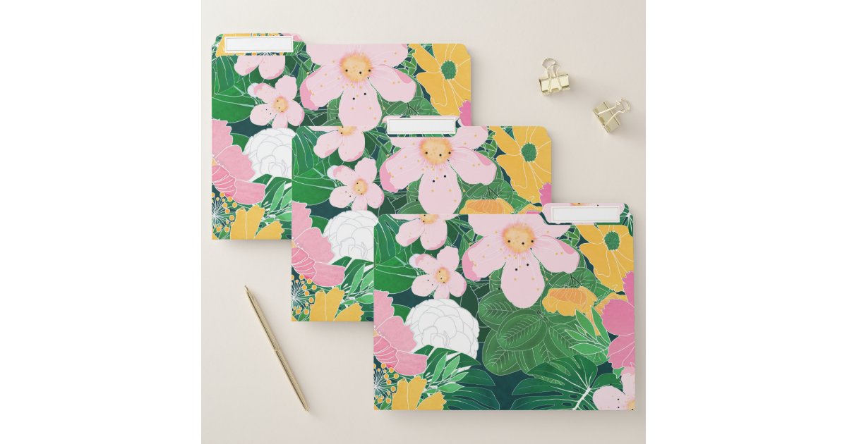 Stylish exotic floral and foliage design file folder | Zazzle