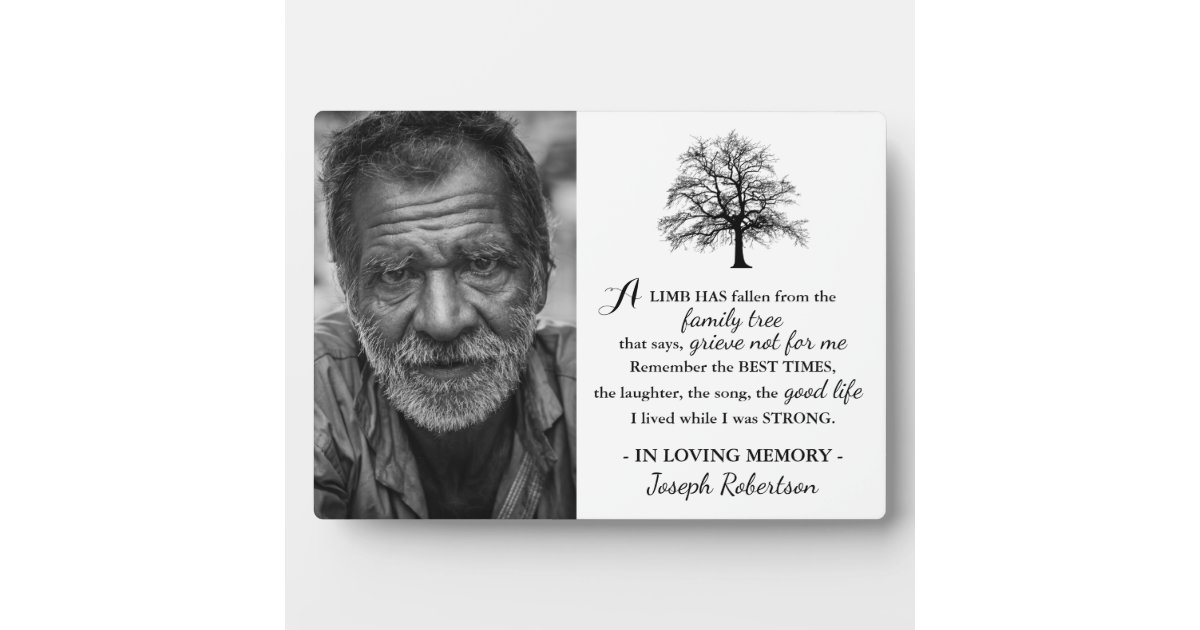Stylish Family Tree | Photo Keepsake Memorial Plaque | Zazzle