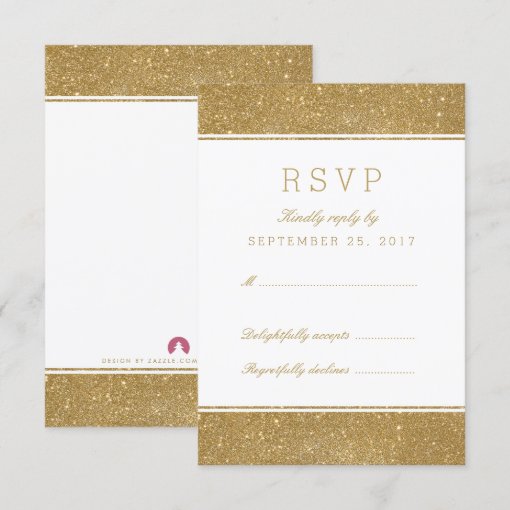 Stylish Faux Gold Glitter Response RSVP Card | Zazzle