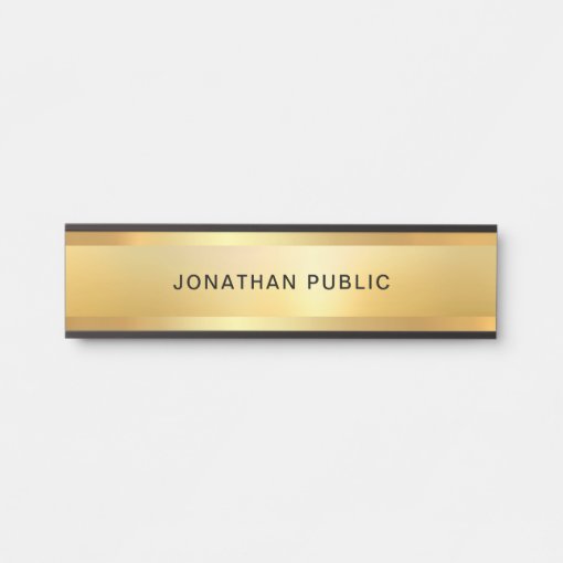Stylish Faux Gold Modern Glamorous Template Door Sign | Zazzle