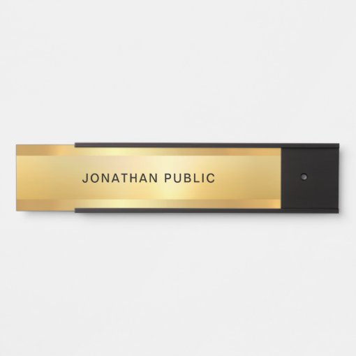 Stylish Faux Gold Modern Glamorous Template Door Sign | Zazzle