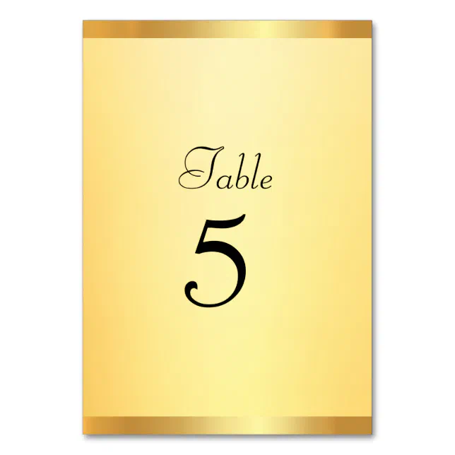 Stylish Faux Gold Modern Template Glamorous Table Number | Zazzle