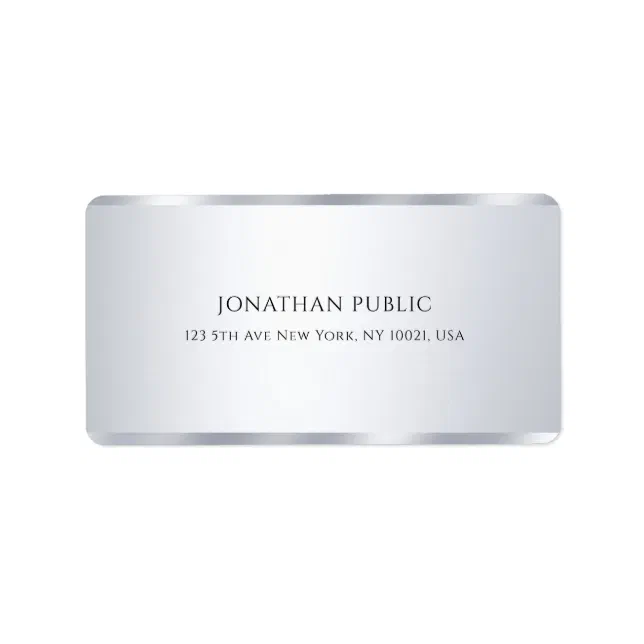 Stylish Faux Silver Modern Minimalist Elegant Label | Zazzle