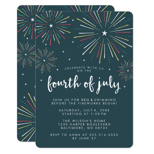 Stylish Fireworks Fourth of July Party Invitations | Zazzle.com