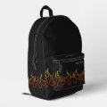 Stylish Flame Fire Black Orange Red Printed Backpack | Zazzle