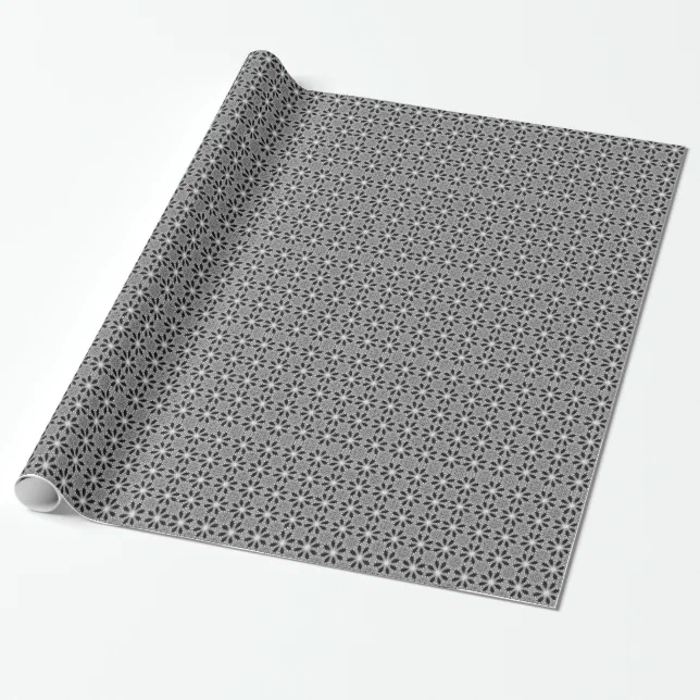 Stylish Floral Dark Grey Black Wrapping Paper | Zazzle