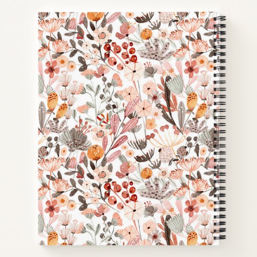Stylish Floral Neutrals Pretty Personalized Recipe Notebook | Zazzle