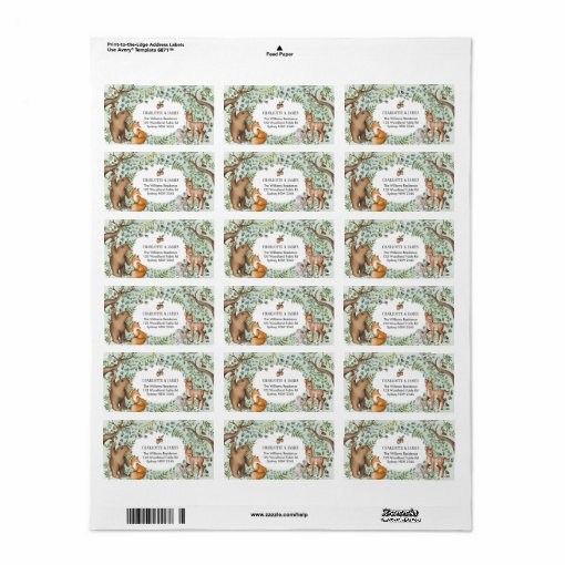 Stylish Forest Woodland Baby Animals Greenery Label | Zazzle