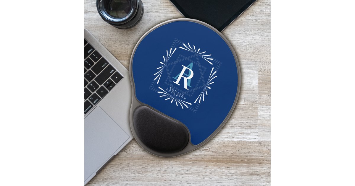 Stylish Frame Navy Monogram Gel Mouse Pad | Zazzle