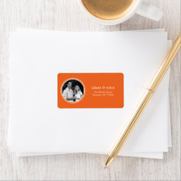 Stylish Frame Photo Address Labels (Orange) | Zazzle