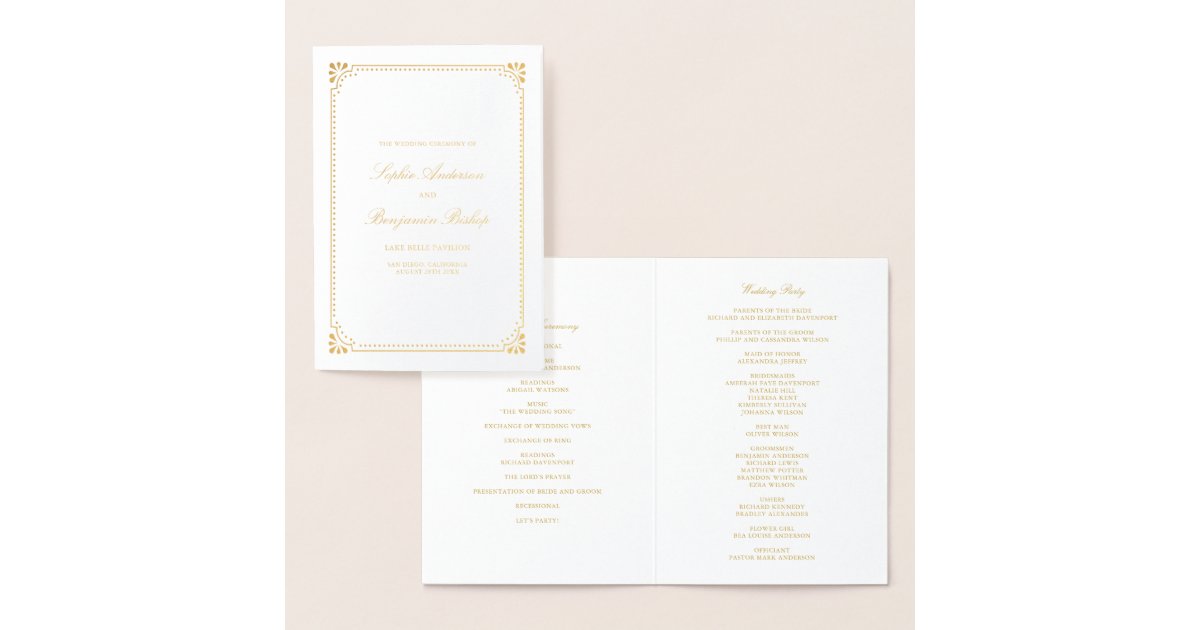 Stylish Frame Wedding Ceremony Programs | Zazzle
