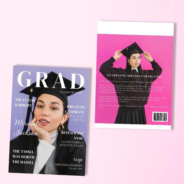 Stylish Fun Modern 2025 Graduation Magazine Invitation | Zazzle