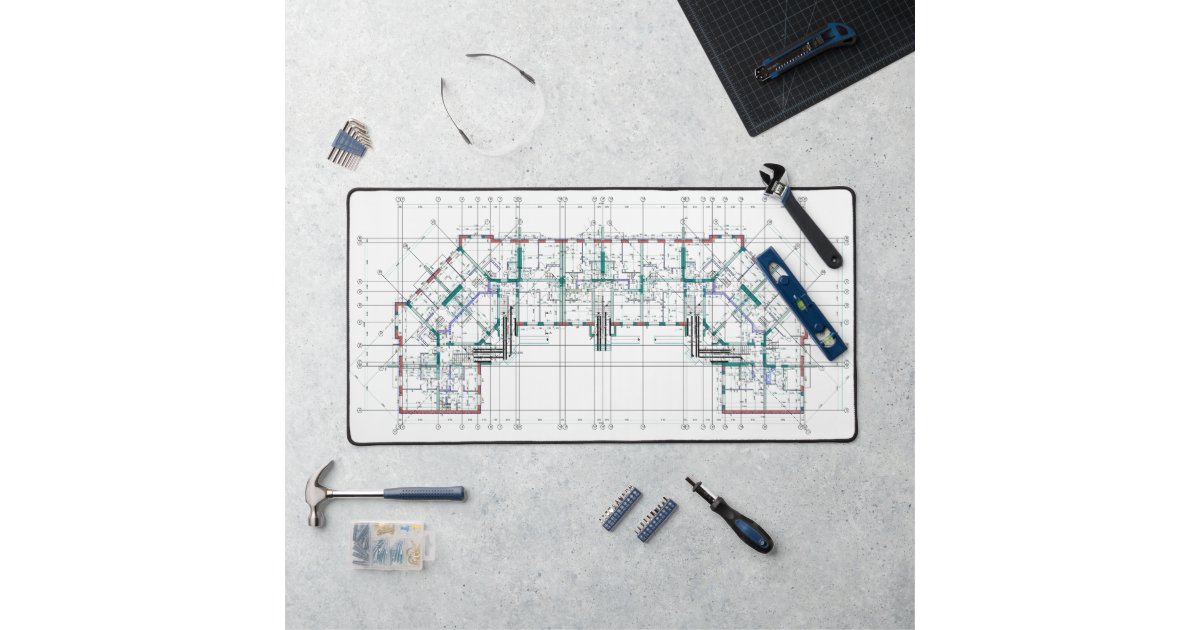 Stylish & Functional Blueprint Desk Mat | Zazzle