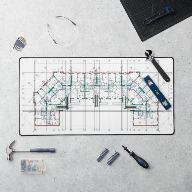Stylish & Functional Blueprint Desk Mat | Zazzle