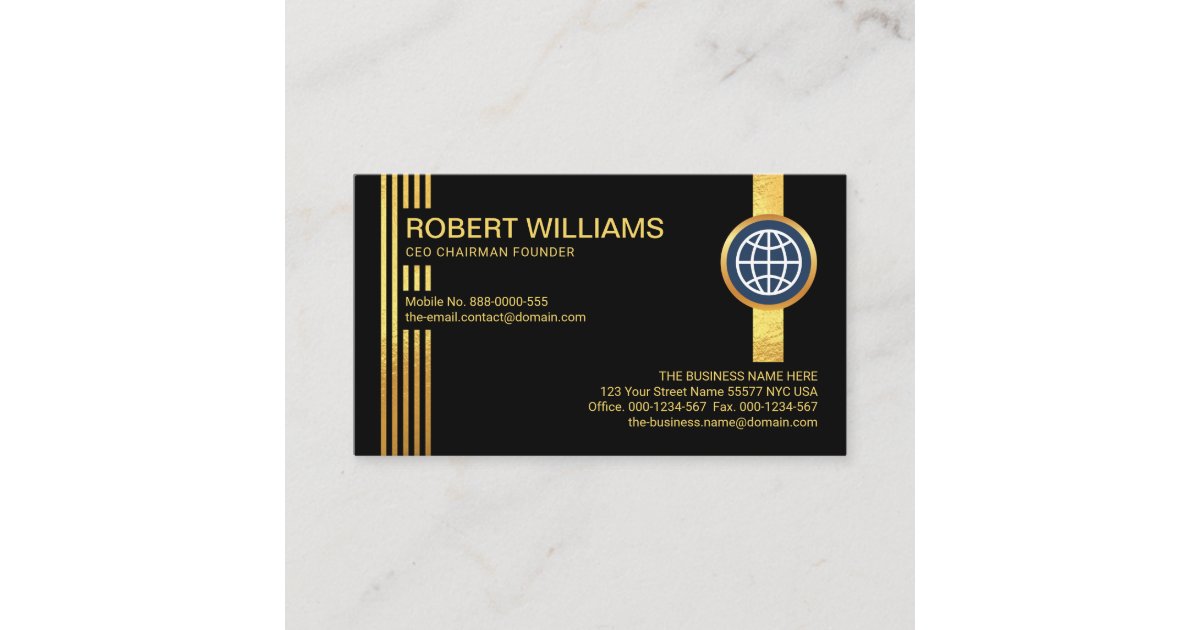 Stylish Futuristic Gold Lines CEO Founder Business Card | Zazzle