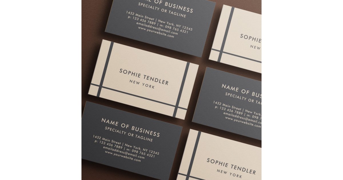 Stylish Geometric Almond & Dark Slate Gray Business Card | Zazzle