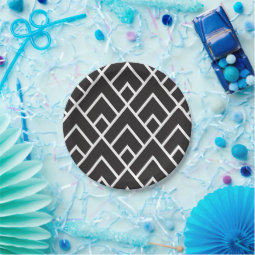 Stylish Geometric Diamond Grid Pattern Paper Plates | Zazzle