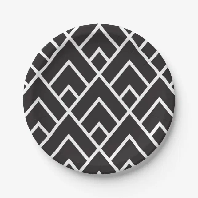 Stylish Geometric Diamond Grid Pattern Paper Plates | Zazzle