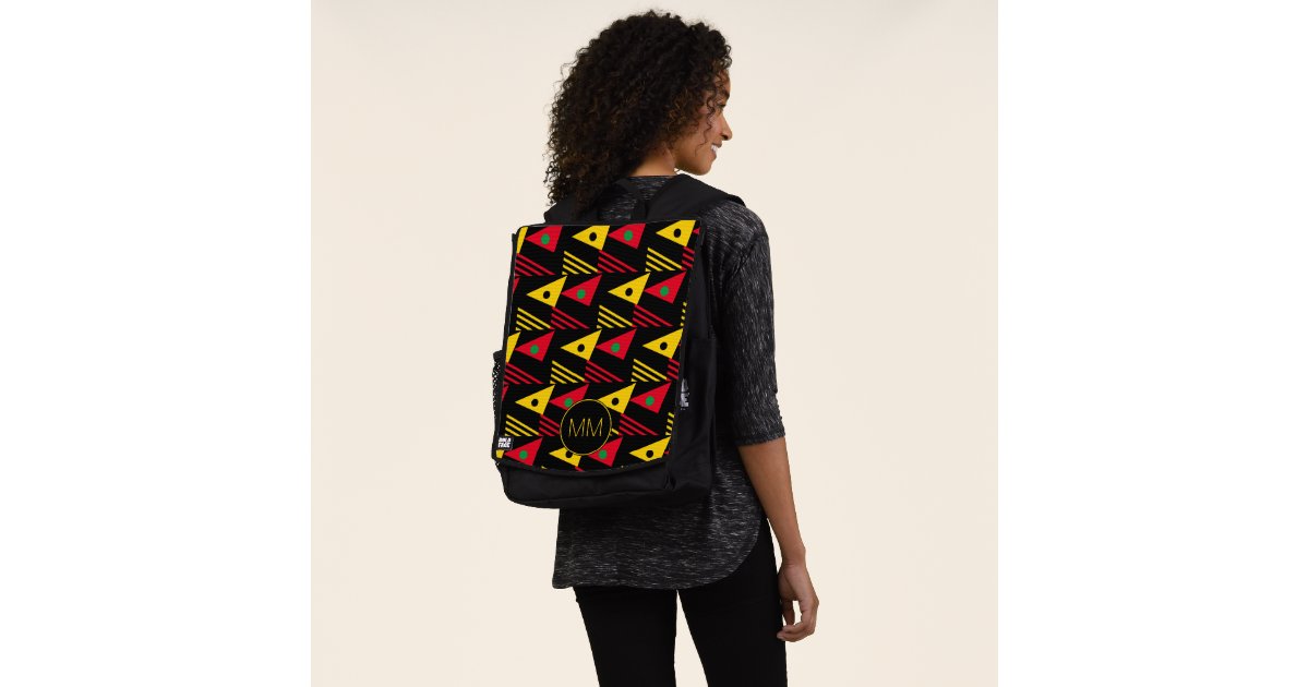 Stylish Geometric Triangles Monogram Backpack | Zazzle