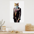 Stylish Ginger Cat Man in His Suit Poster | Zazzle