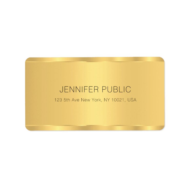 Stylish Glamour Gold Elegant Template Shipping Label | Zazzle