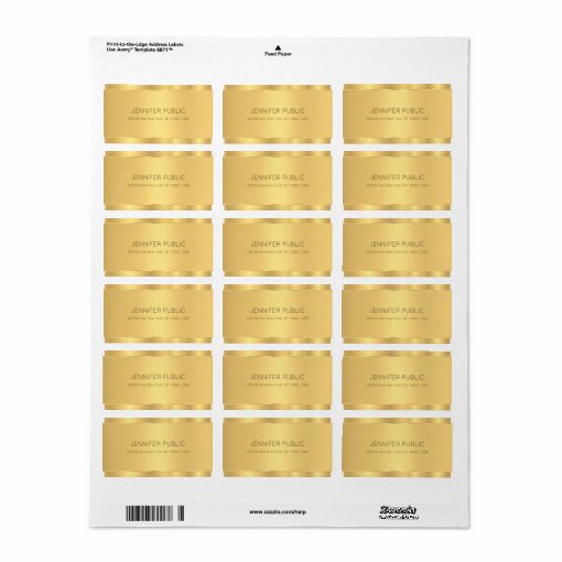 Stylish Glamour Gold Elegant Template Shipping Label | Zazzle
